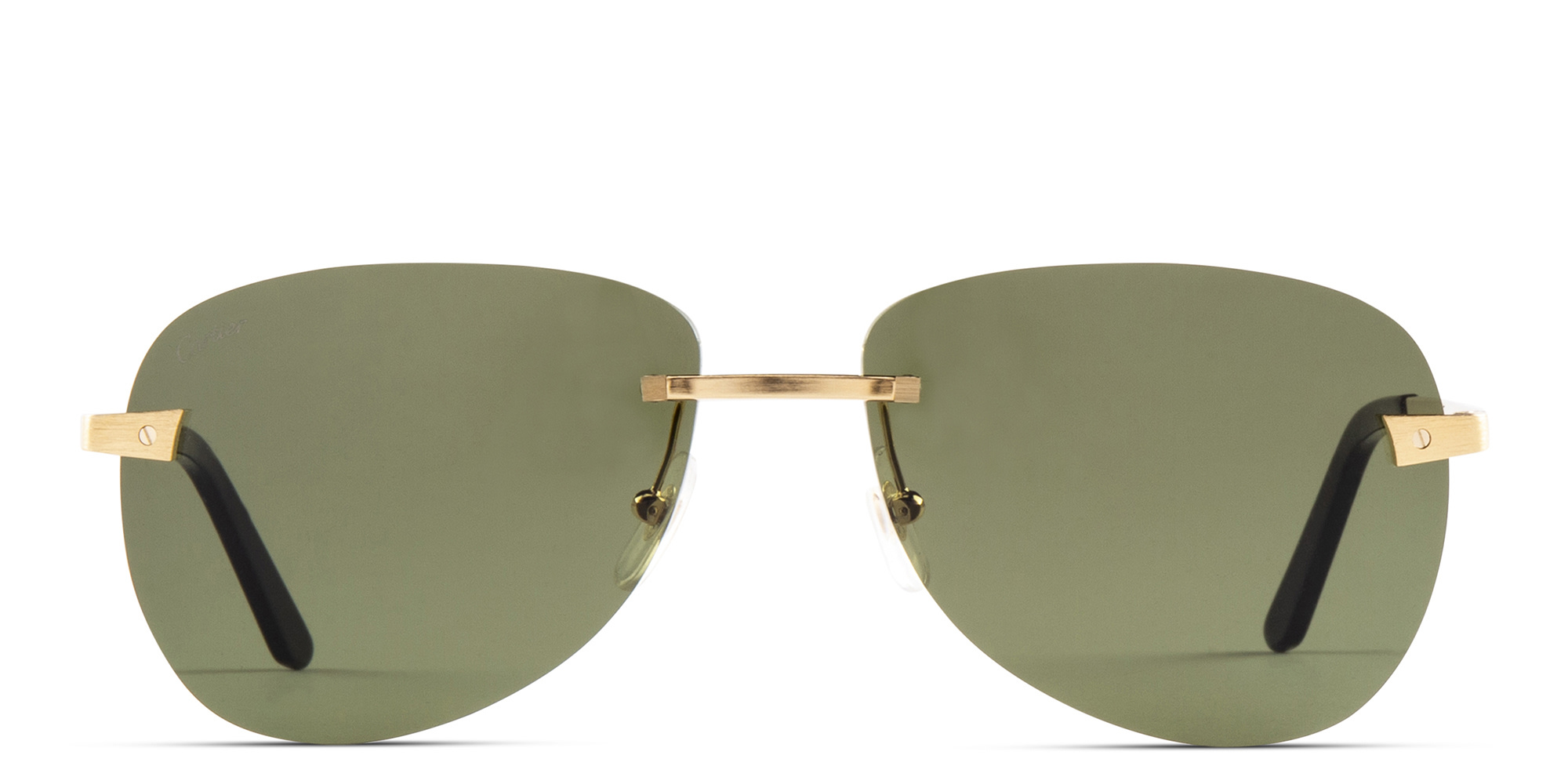 Buy Cartier Santos de Cartier Rimless Aviator Sunglasses Online ...